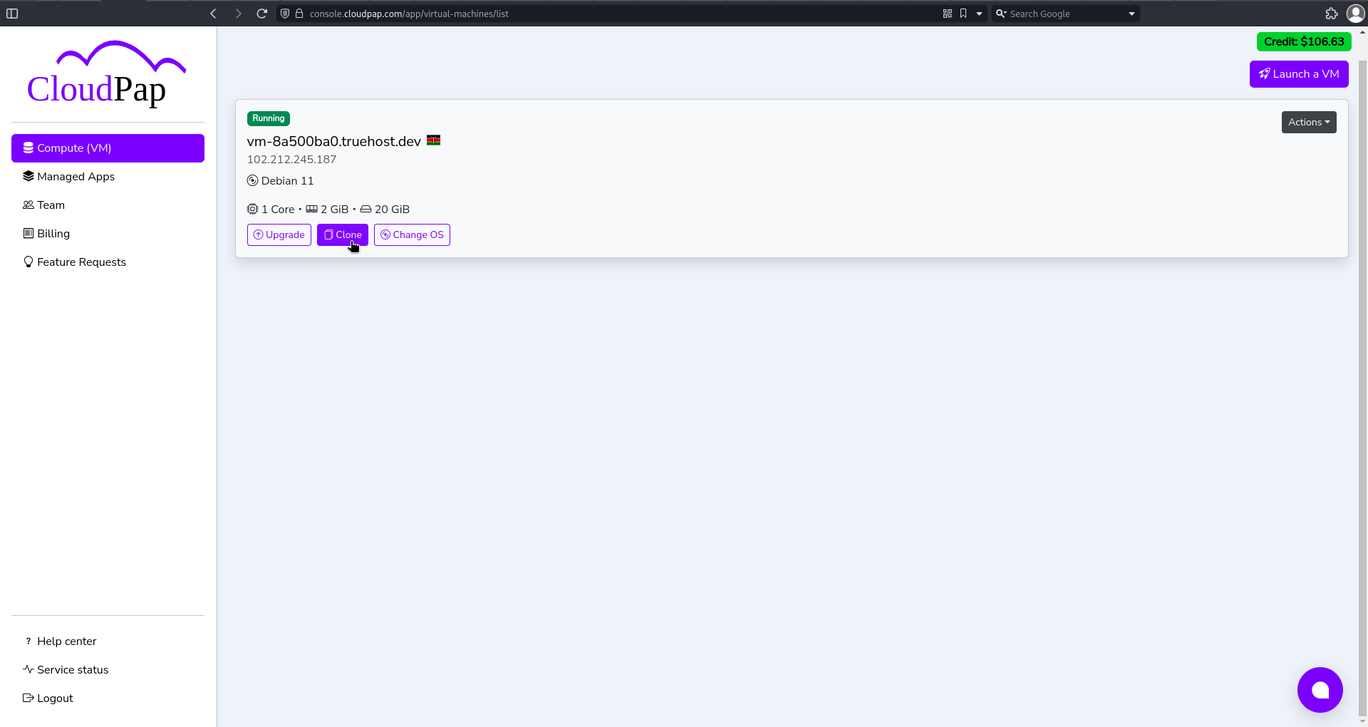 How to Clone a VM on CloudPap – CloudPap - Simple Cloud for Developers