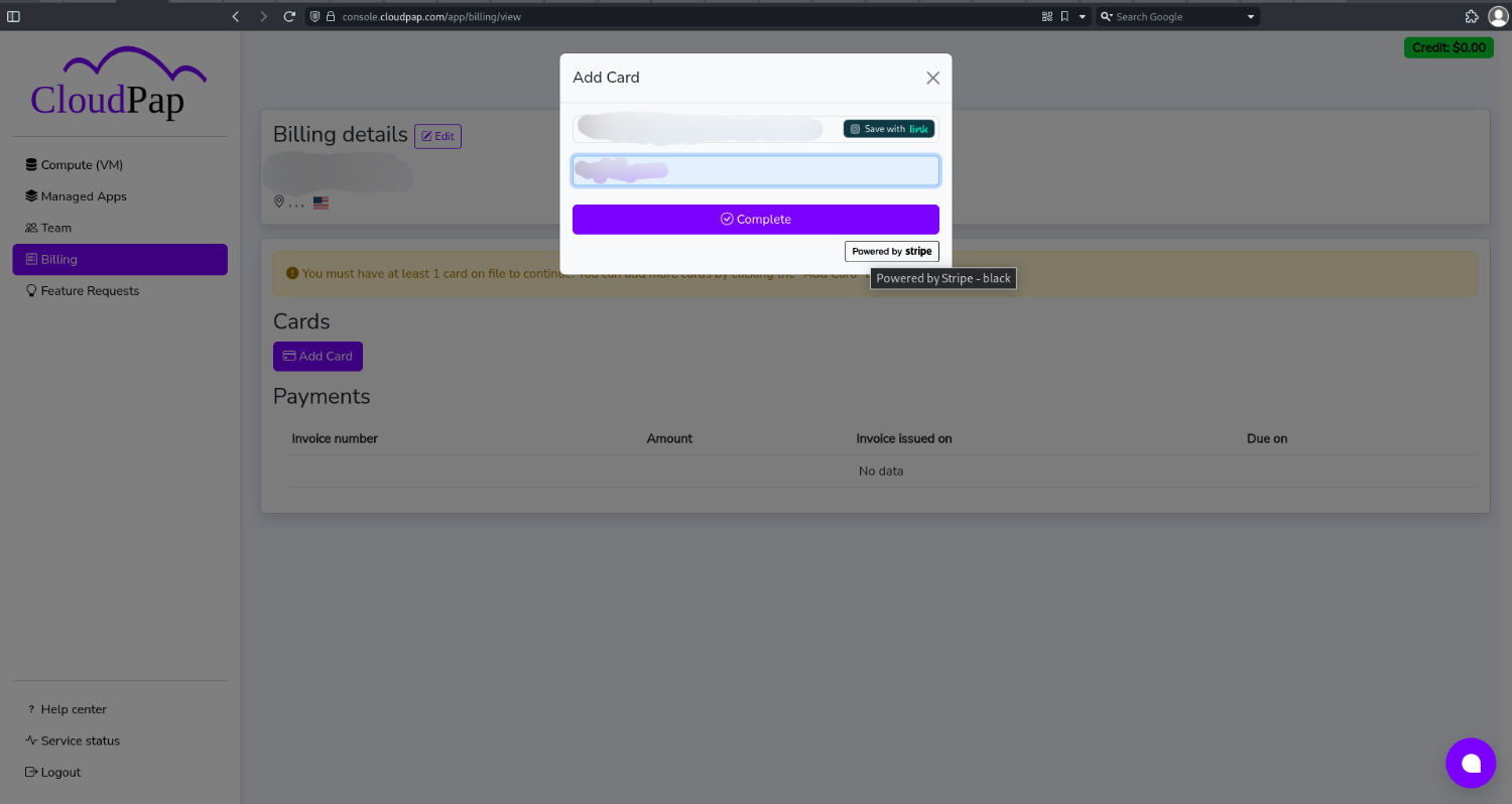 How To Add A Card On Cloudpap Cloudpap Simple Cloud For Developers