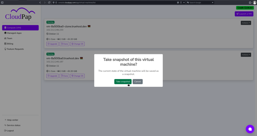 Actions Available On Cloudpap Cloudpap Simple Cloud For Developers