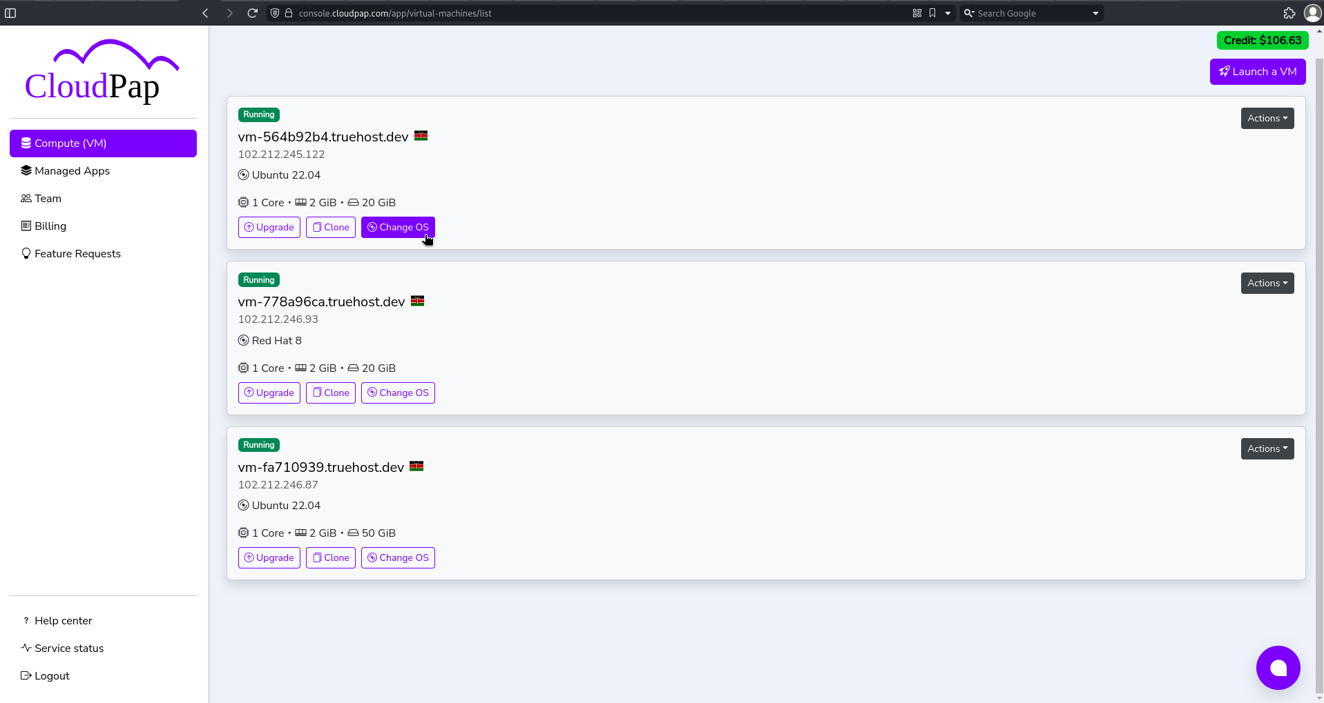 How to Change OS on CloudPap – CloudPap - Simple Cloud for Developers