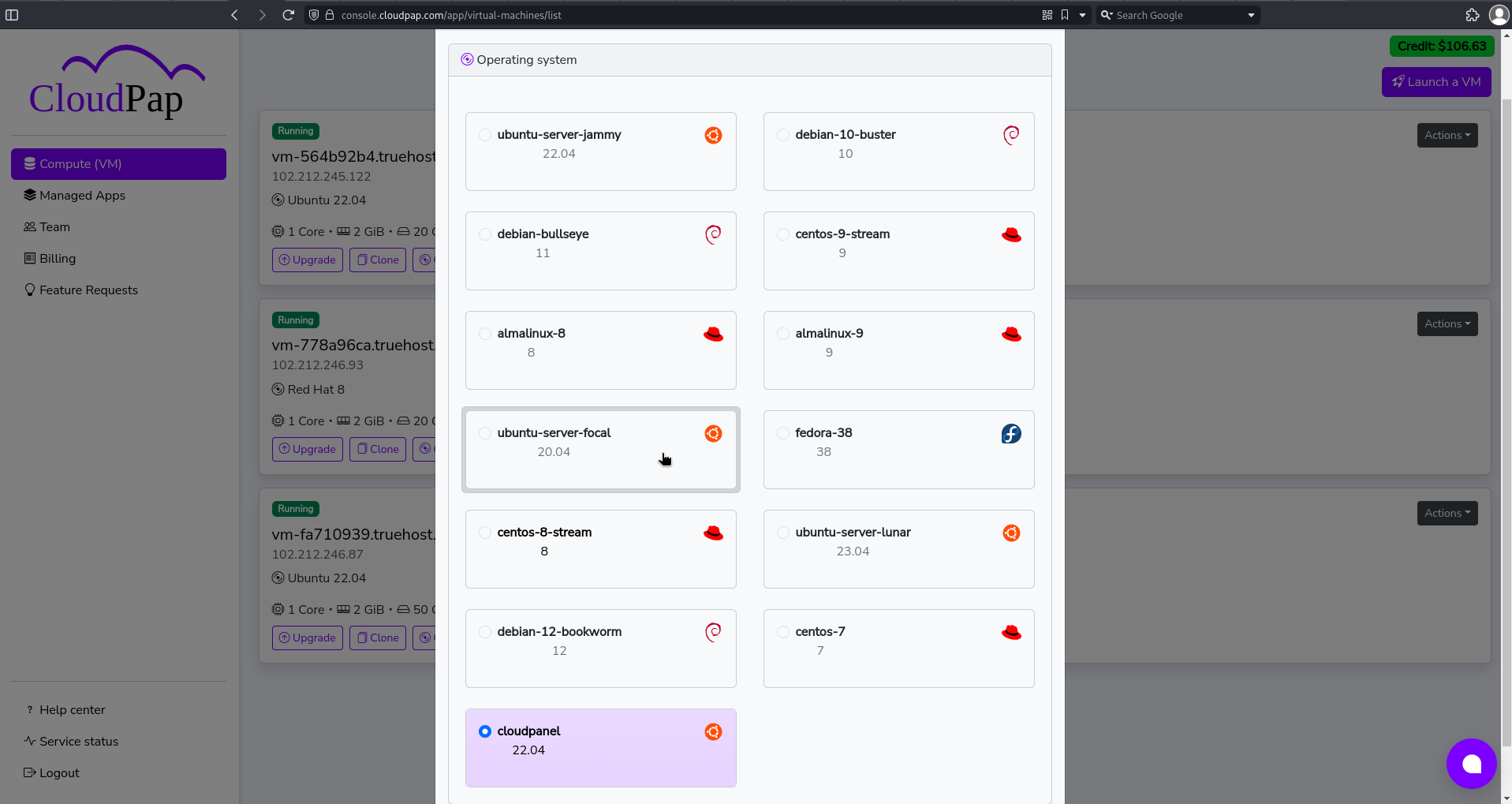How to Change OS on CloudPap – CloudPap - Simple Cloud for Developers